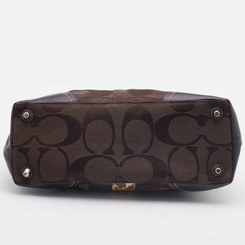 Coach Dark Brown/Beige Signature Canvas And Leather H… - Gem